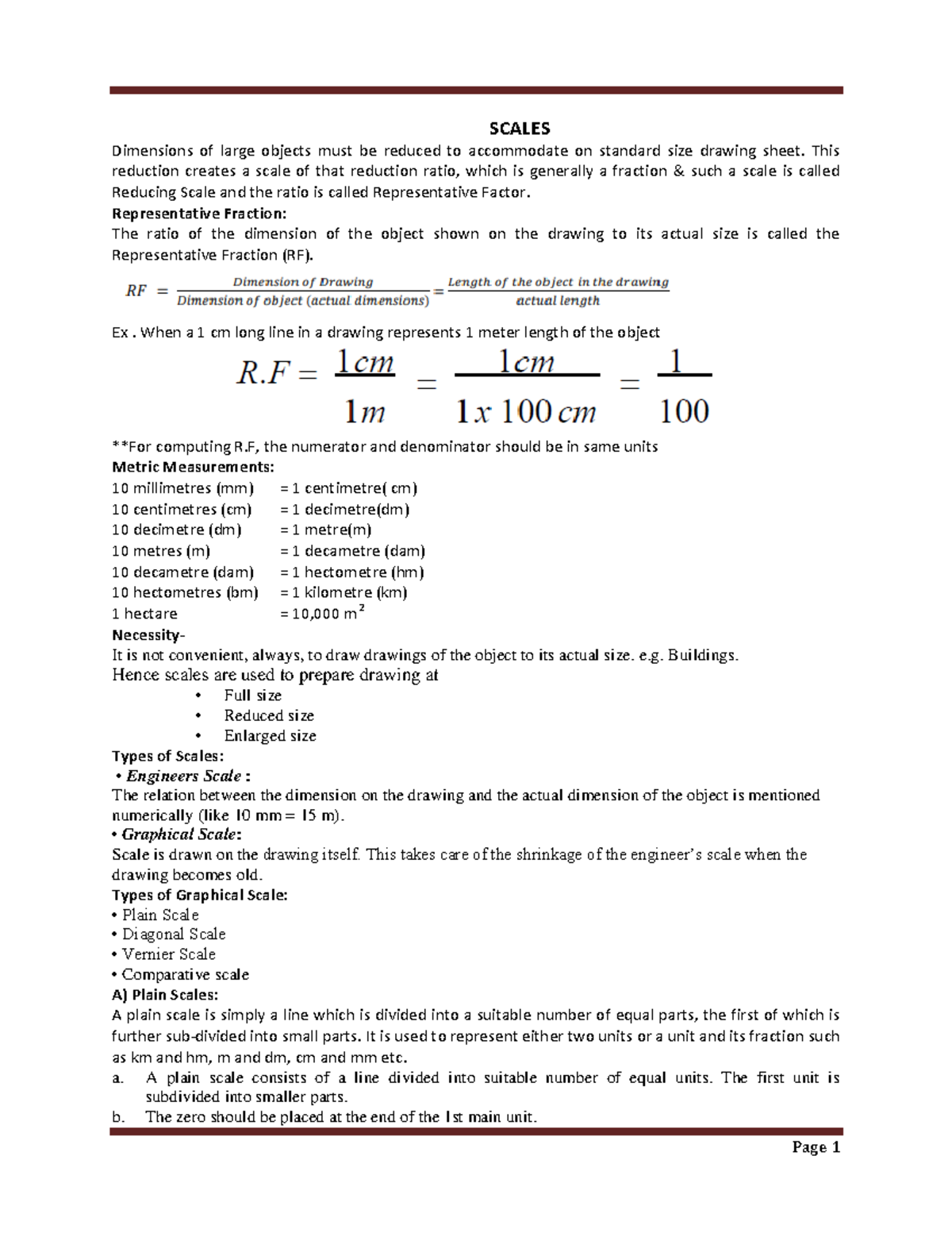 L 6 7 Scales - SCALES Dimensions of large objects must be reduced to ...