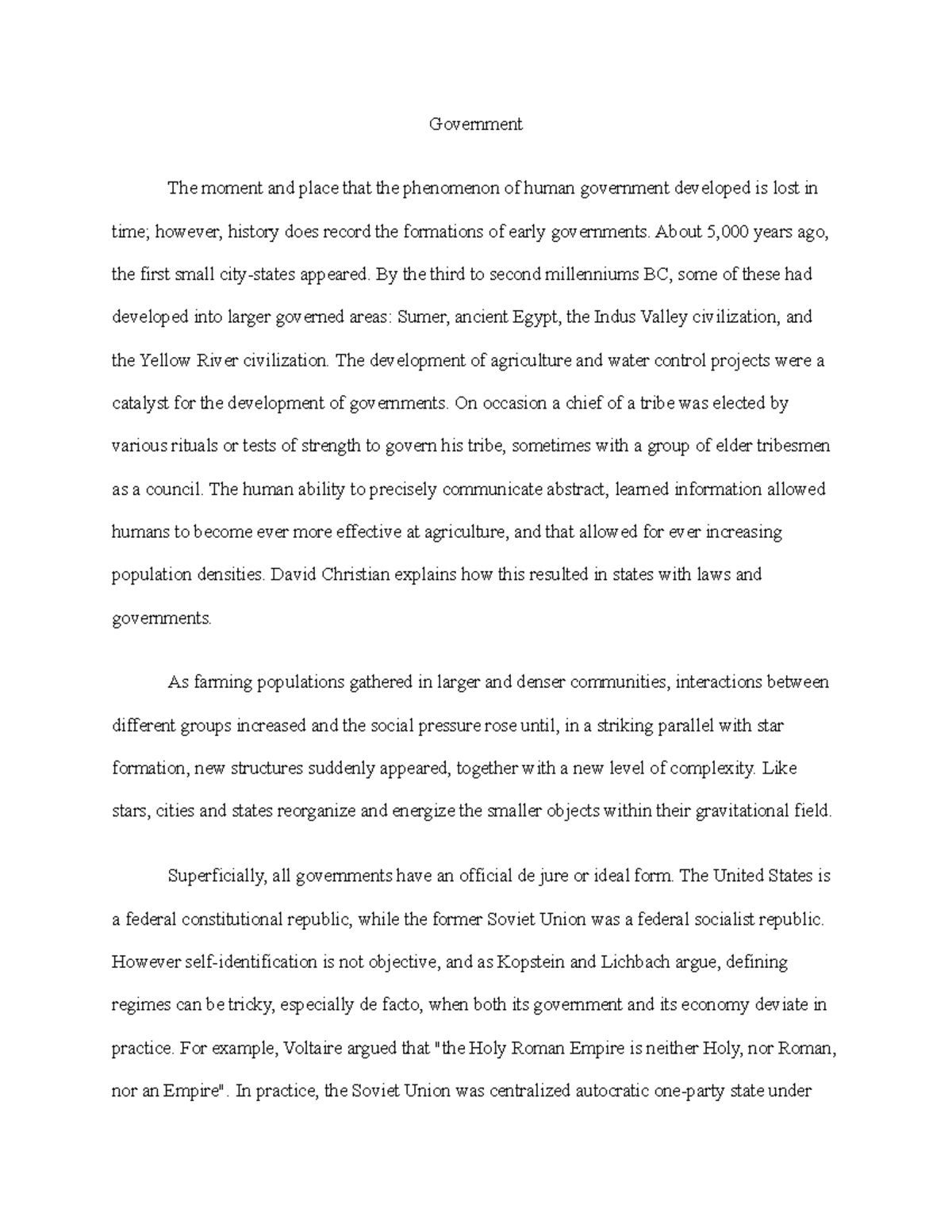 Government - Government The moment and place that the phenomenon of ...