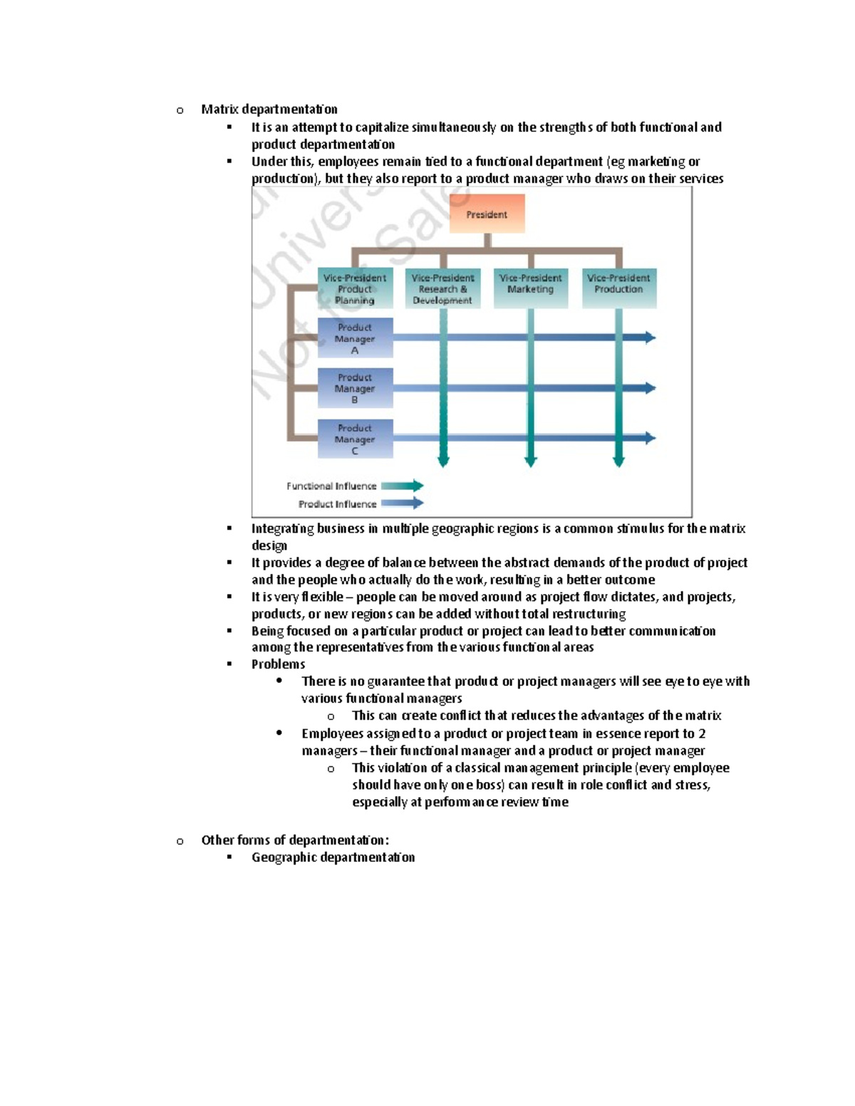 Matrix departmentation - Msci 211 - UWaterloo - Studocu