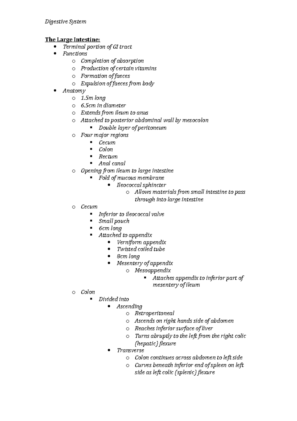 The Large Intestine Lecture Notes - The Large Intestine: Terminal ...