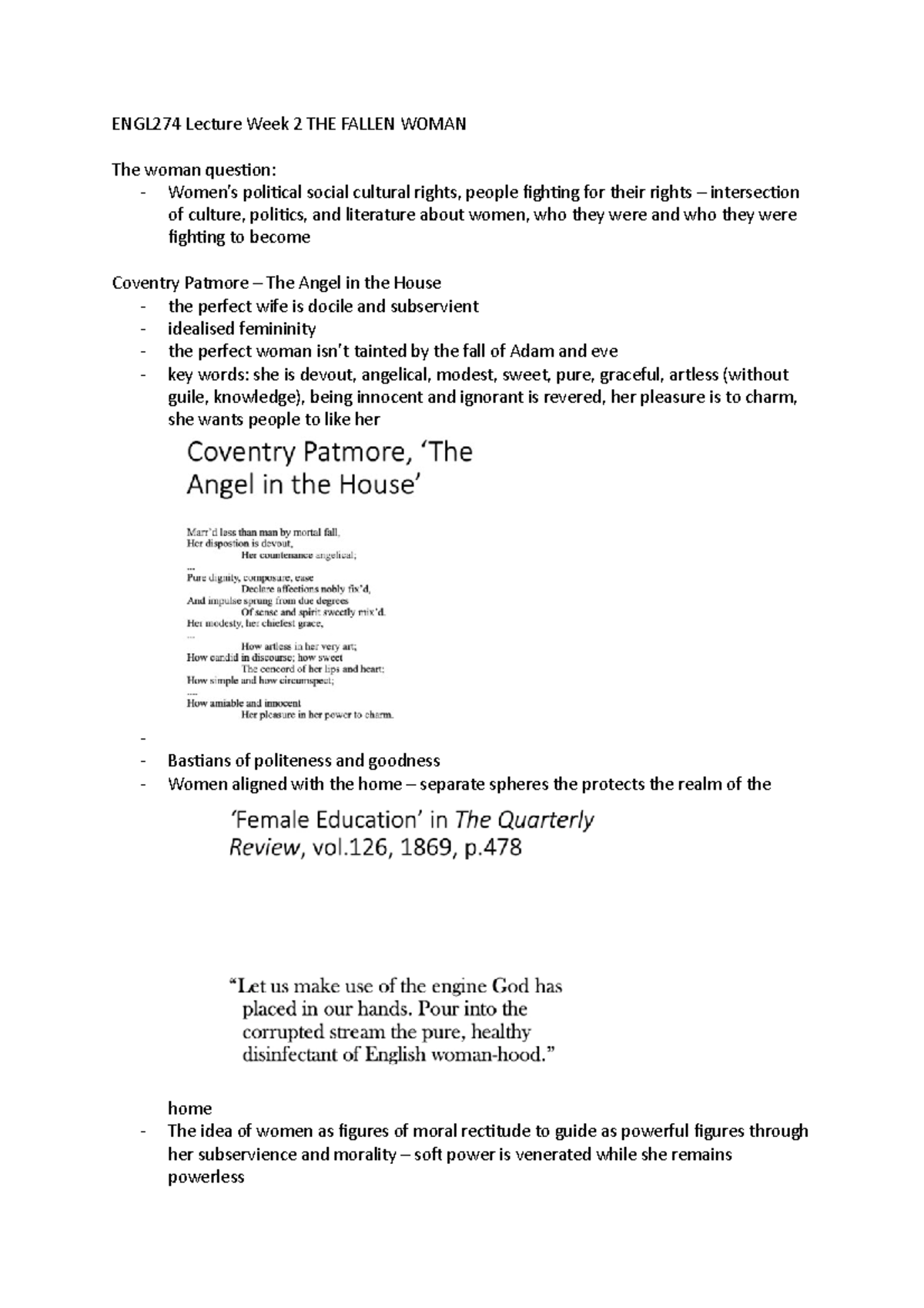 Lecture 2 The Fallen Women - Dante Rossetti/Thomas Hardy - ENGL274 ...