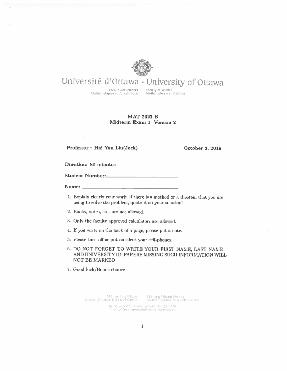 Midterm August 2019 Questions And Answers Mat2322 Warning Decodescan Unexpected Mcu Data