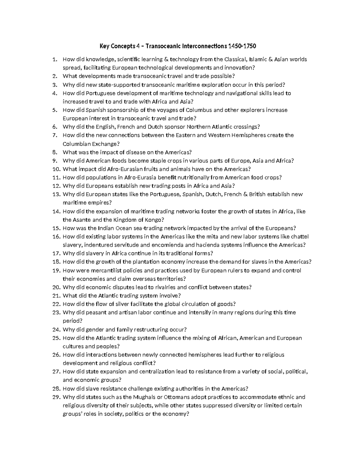 Key Concepts Unit 4 Transoceanic Interconnections - Key Concepts 4 ...