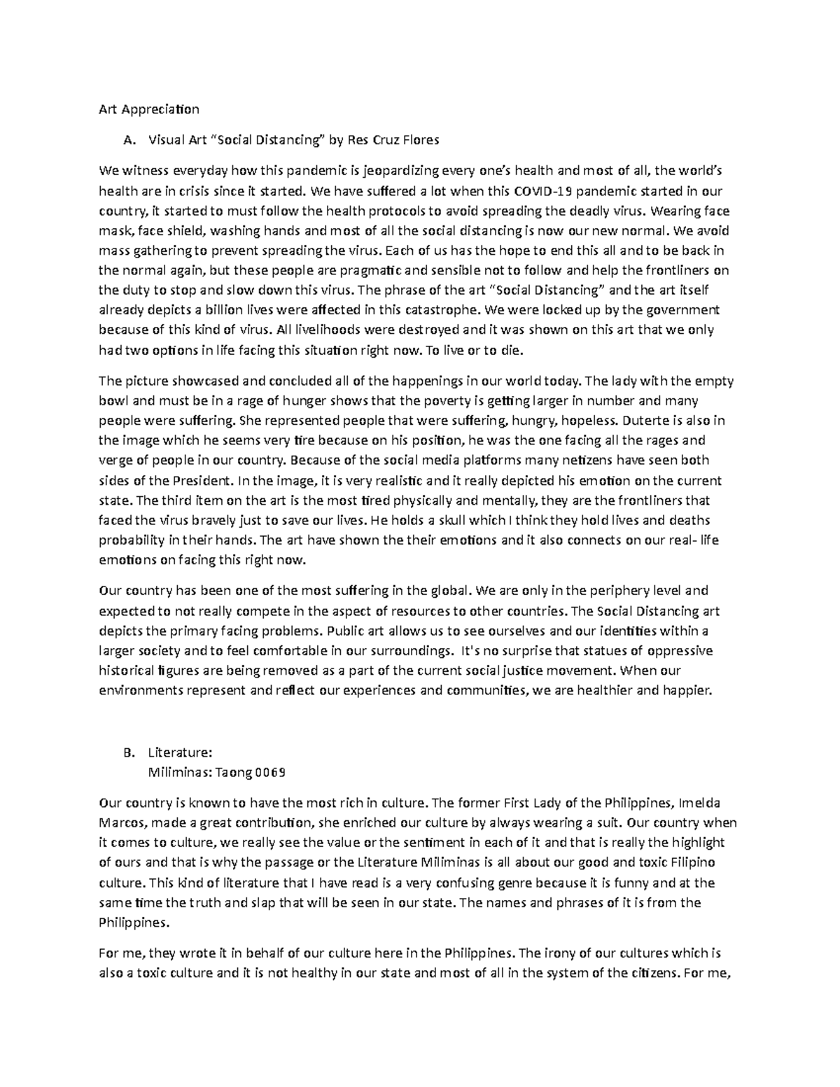 Art Appreciation Visual Arts and Modern Arts - Art Appreciation A ...