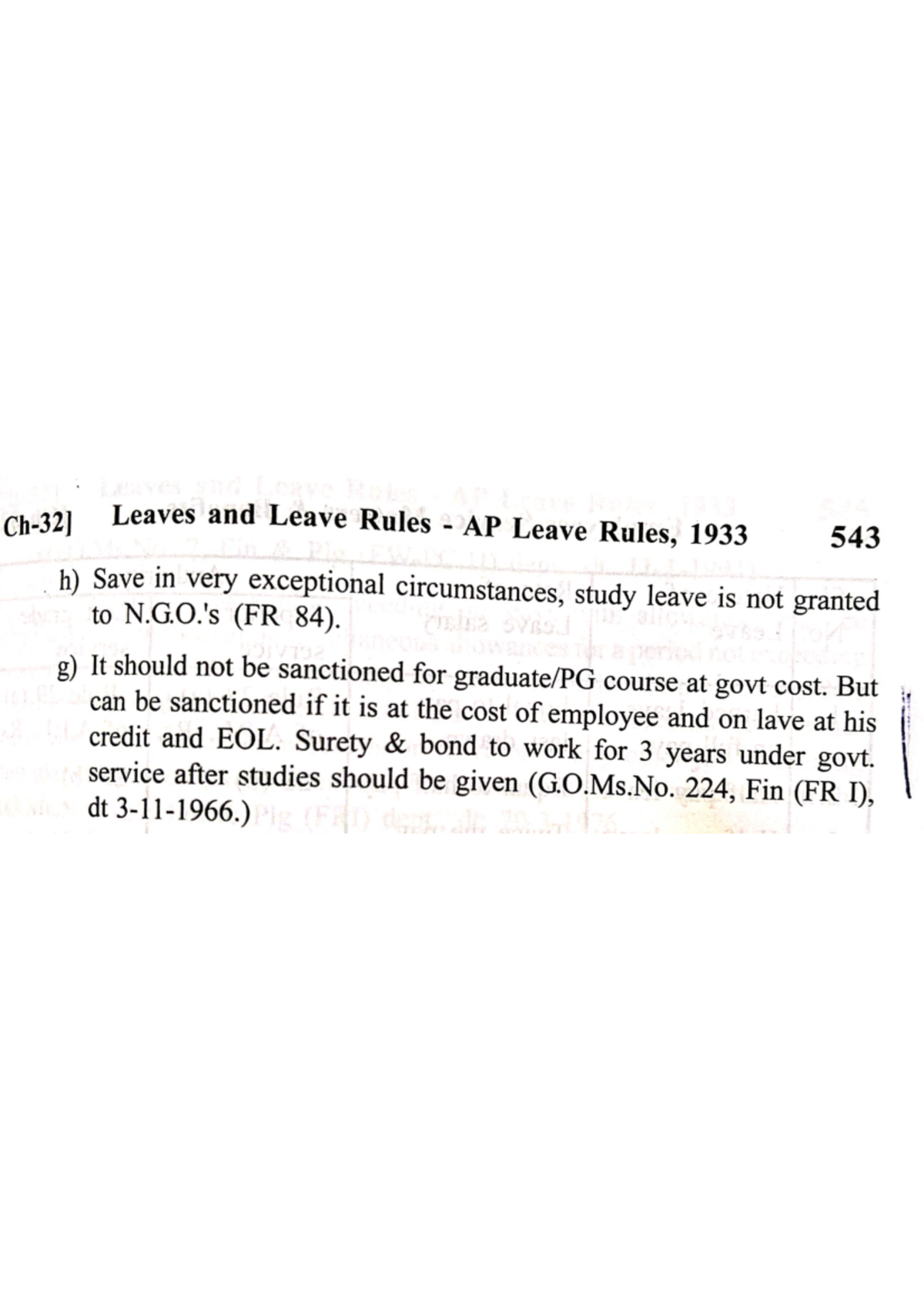 Study Leave RULE - Leaves and Leave Rules AP Leave Rules, 1933 543 h ...