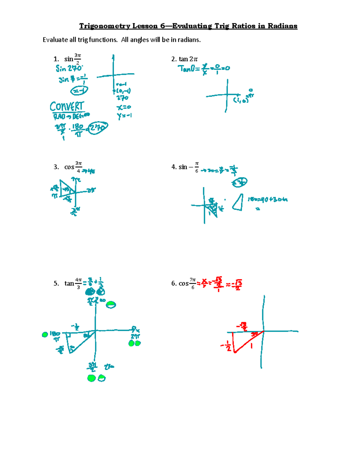 Trigonometry Notes Lesson 6 - EDUC 254B - Trigonometry Lesson 6 ...