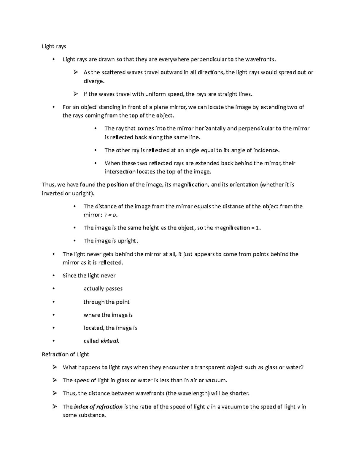 Wavelength - Lecture notes Chapter 6 - Light rays - Light rays are ...