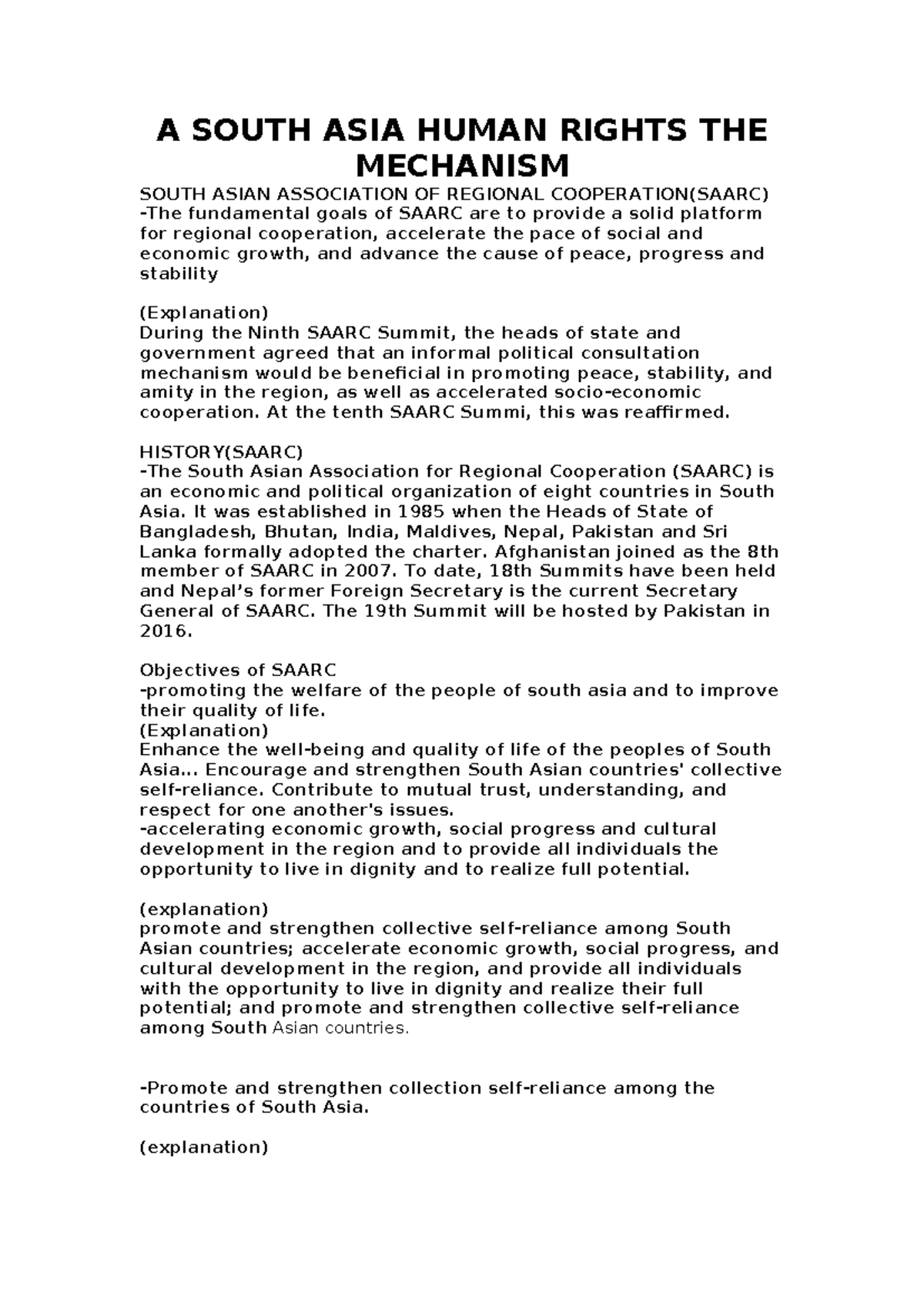 A South ASIA Human Rights THE Mechanism - A SOUTH ASIA HUMAN RIGHTS THE ...