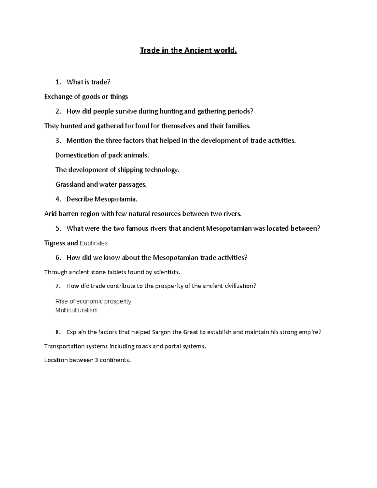 Social Studies Elective - Trade in the Ancient world. What is trade ...