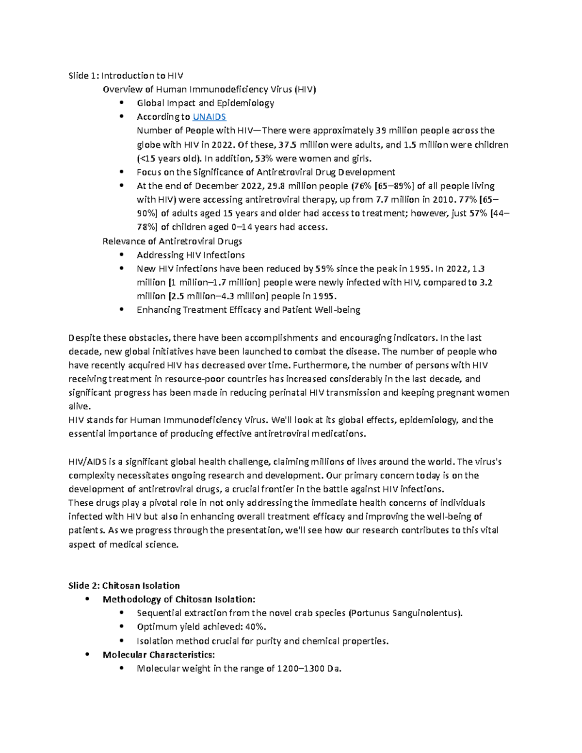 Slide 1 - Summary Research Methods - Slide 1: Introduction to HIV ...