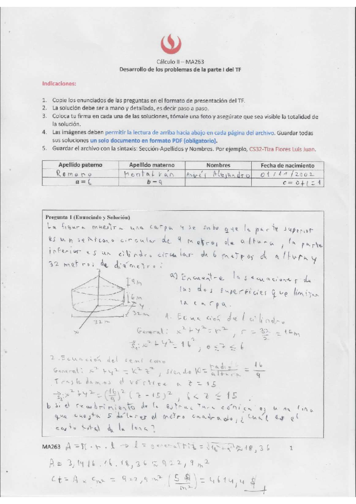 TF Cal2 - Así resolví la primera entrega del TF de Cal2 en 2024-1 ...