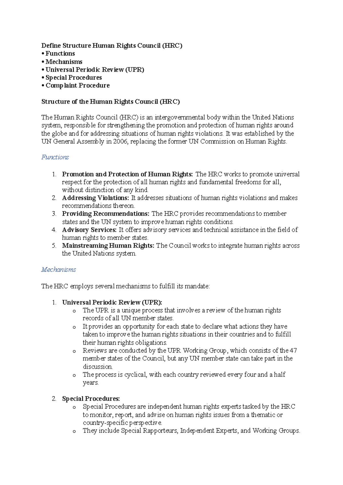 All tutorials combine - Define Structure Human Rights Council (HRC ...