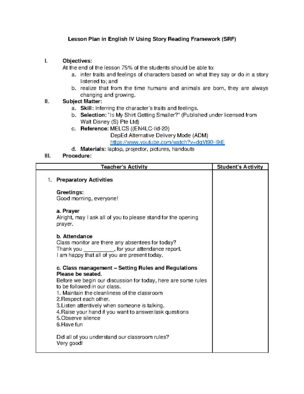 Final REQ Agnote LP in English (SRF) BEED 2-2 - Lesson Plan in English ...