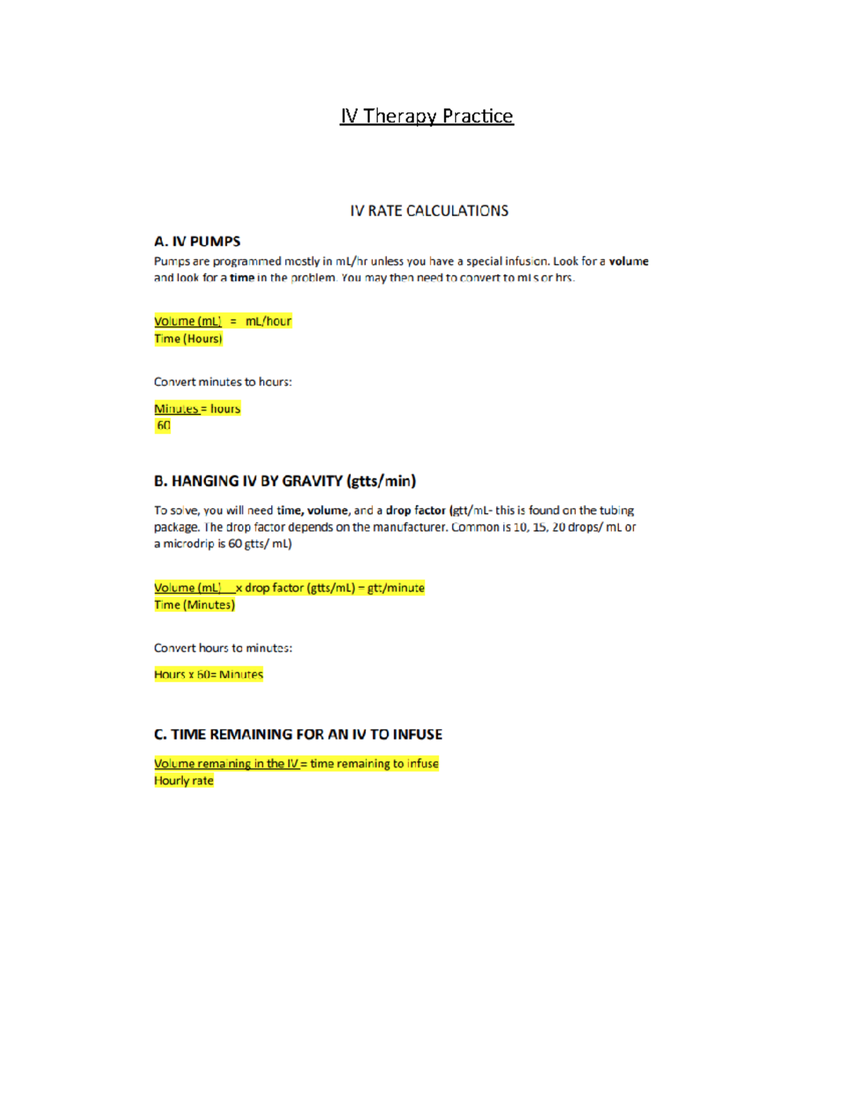 IV Therapy Dose Calc - dose calc - IV Therapy Practice Prescription ...