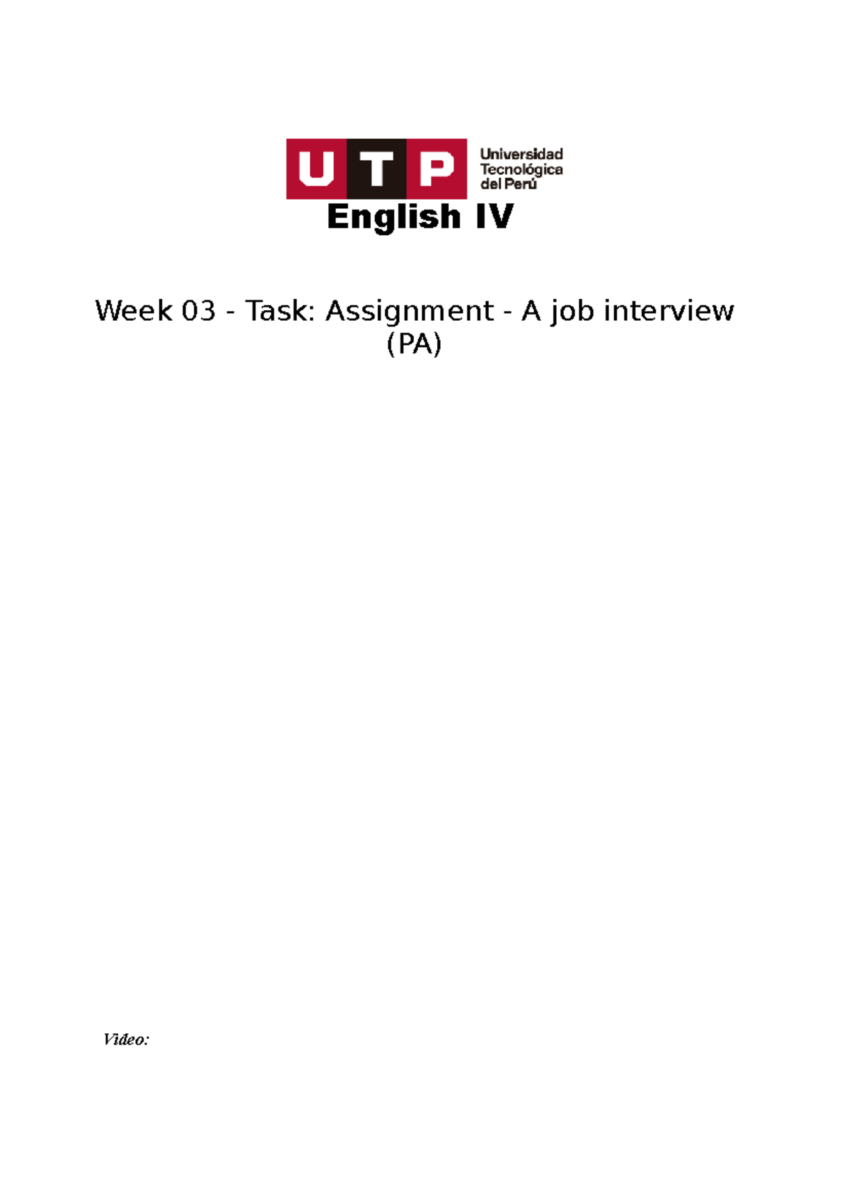 Week 03 - Task: Assignment - A job interview (PA) - Can you tell me who ...