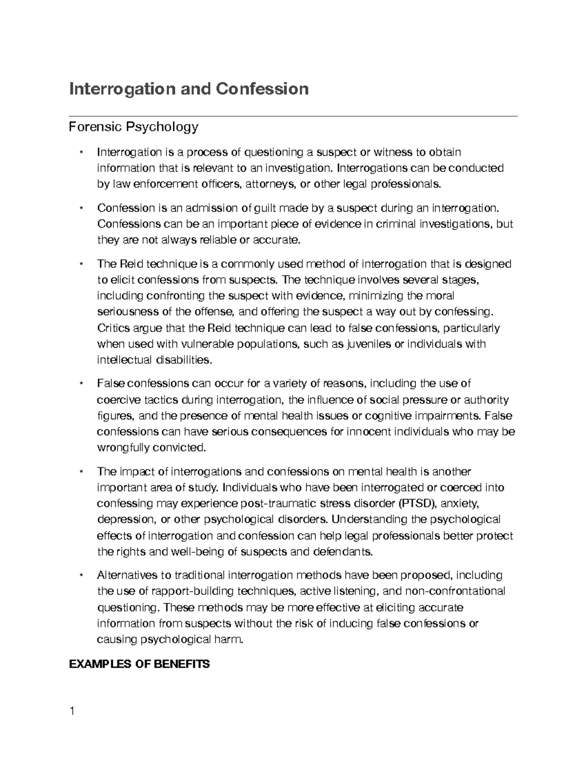 Interrogation and Confession Summary and Notes - Interrogation and ...