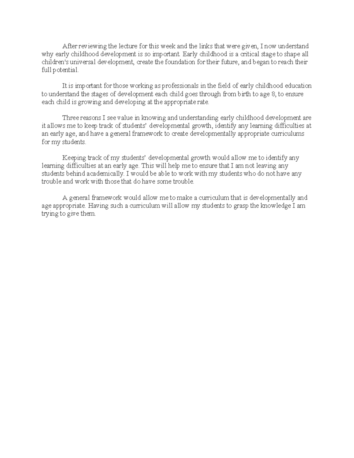 Week 1 Reflection - N/A - After reviewing the lecture for this week and ...