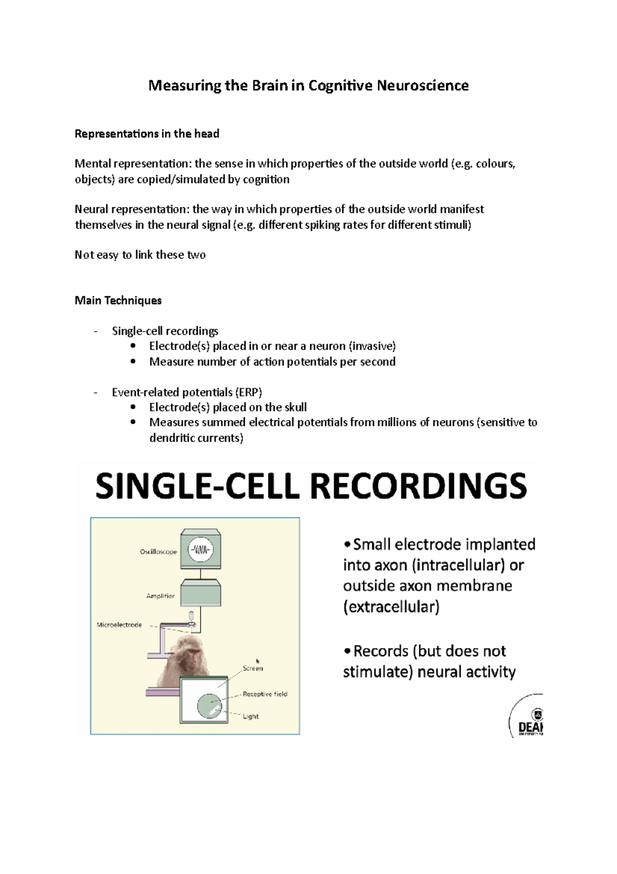 Week 2 - Measuring the Brain in Cognitive Neuroscience - Measuring the ...