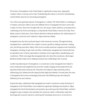 Intro to U.S. Immigration History notes - The United States has a rich ...