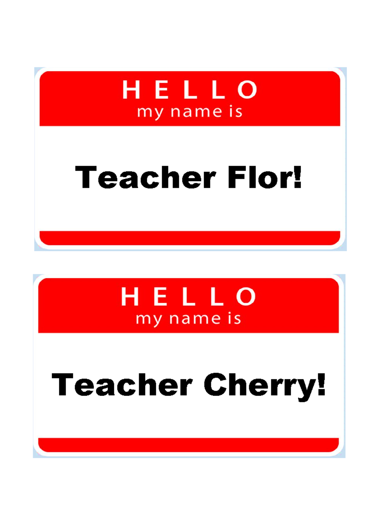 Name Tag - English - Teacher Flor! Teacher Cherry! - Studocu