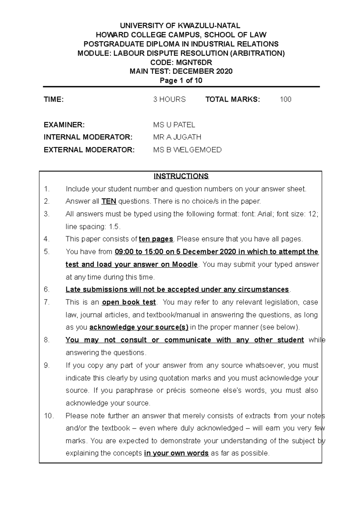 Module 6 Practice questions and answers final - UNIVERSITY OF KWAZULU ...