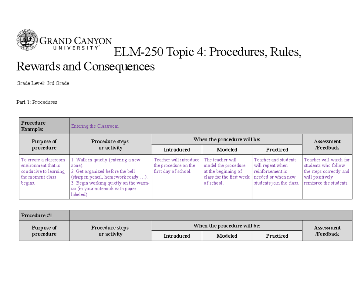 ELM-250 Procedures etc. Topic 4 WORD - ELM-250 Topic 4: Procedures ...