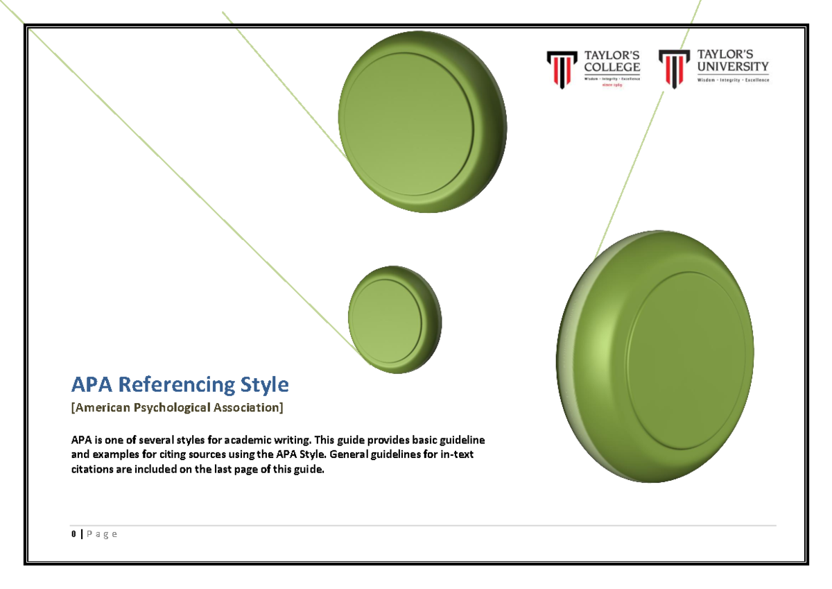 APA Referencing Manual TU - APA Referencing Style [American ...