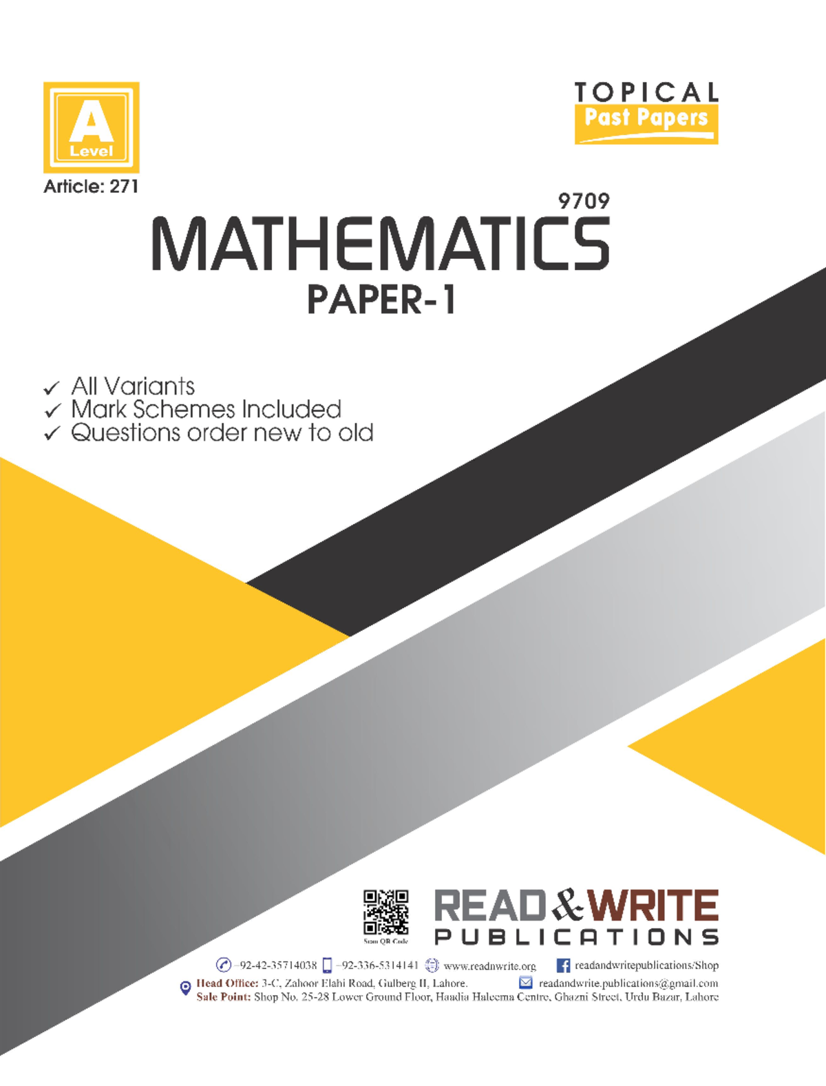 Pdfcoffee - Math notes - 9709 Article No. 271 Paper- 1 (Topical Past ...