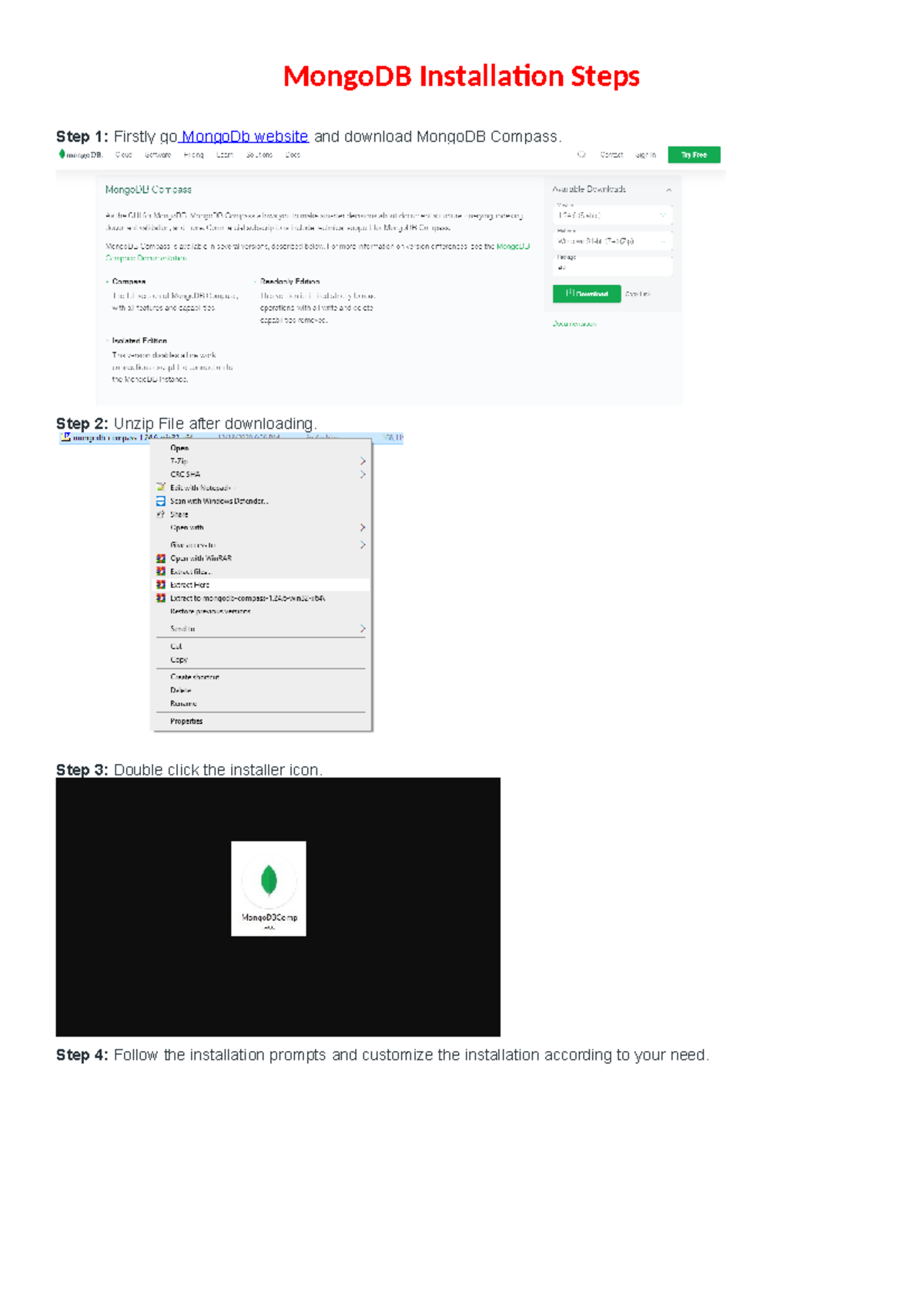 BDS Assignment Solutions - MongoDB Installation Steps Step 1: Firstly go MongoDb website and ...