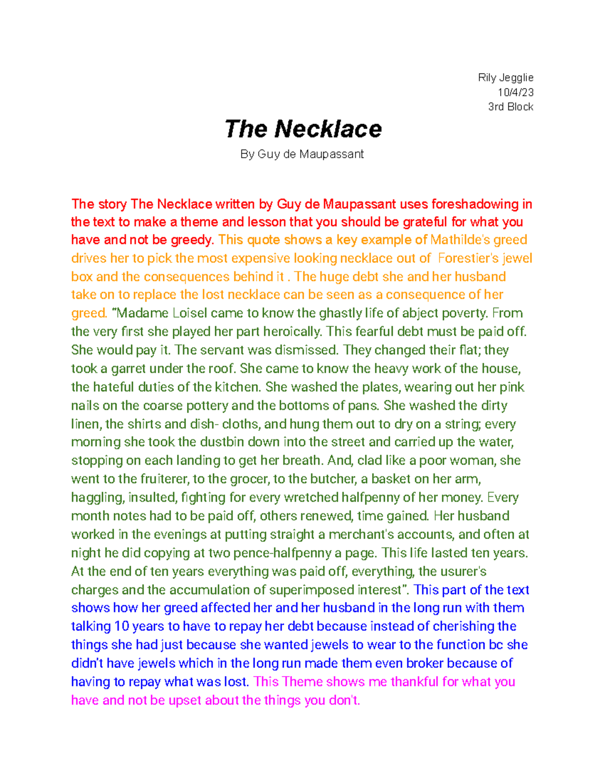 The Necklace Tiqal - assiment - Rily Jegglie 10/4/ 3rd Block The ...