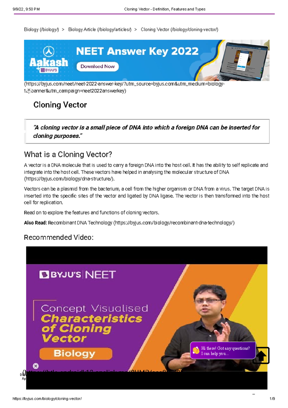 Cloning Vector - Definition, Features and Types - = What is a Cloning ...