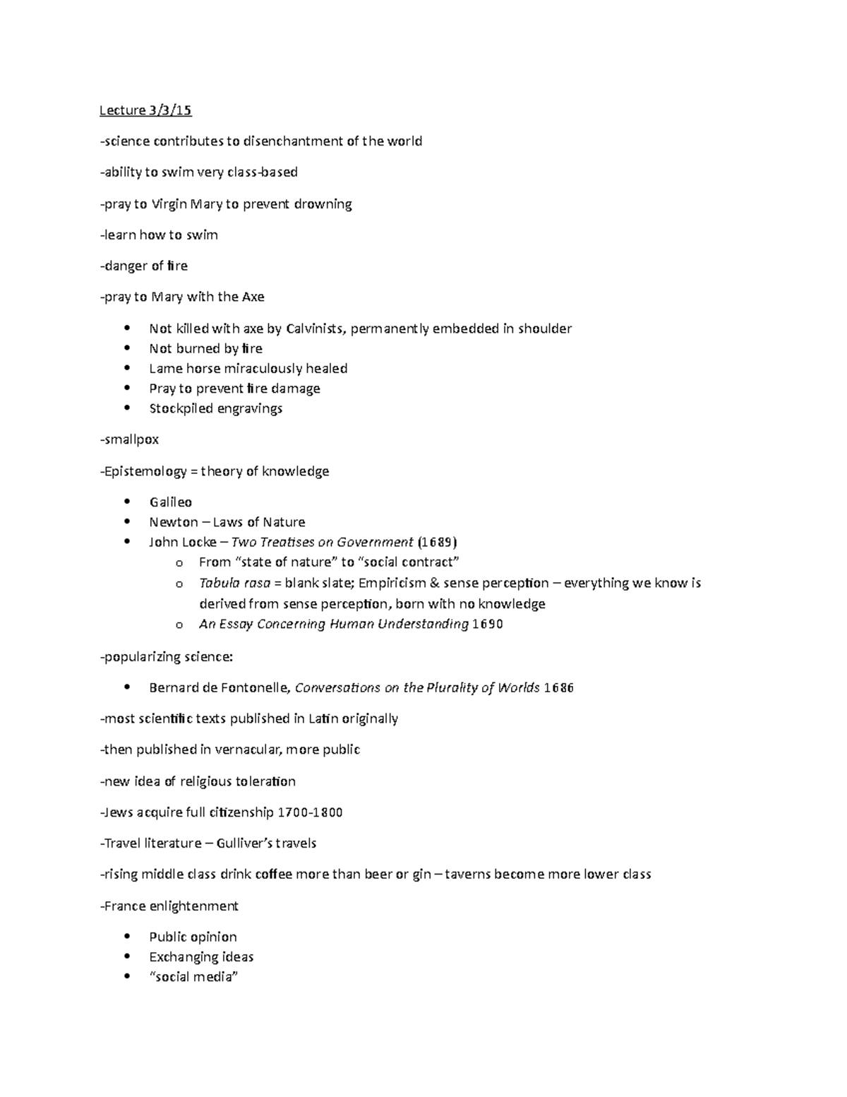 Notes - Disenchantment and Enlightenment - Lecture 3/3/ -science ...