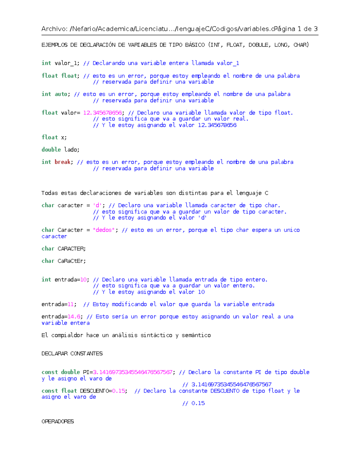 Variables notas de programacion - Archivo: - Studocu