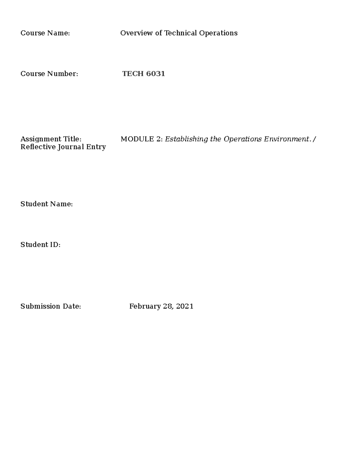 Stud Docu Mod 2 - MODULE 2: Establishing the Operations Environment ...