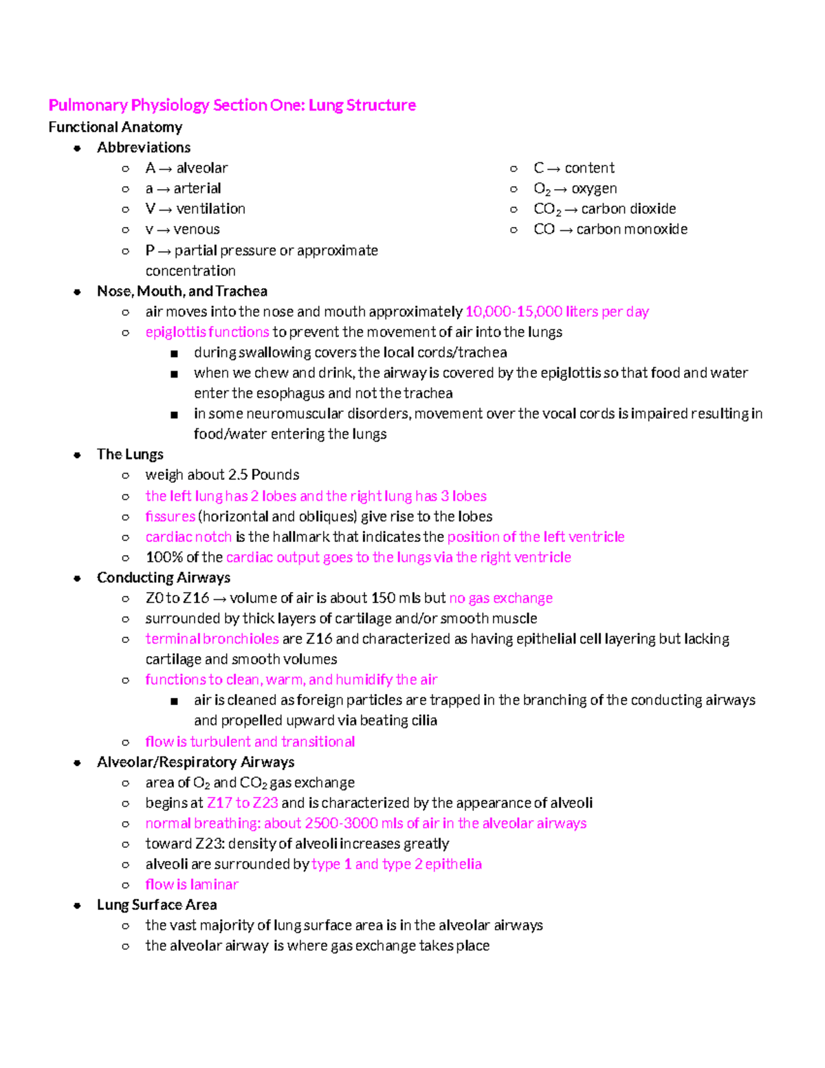 Section One Lung Structure - Pulmonary Physiology Section One: Lung ...