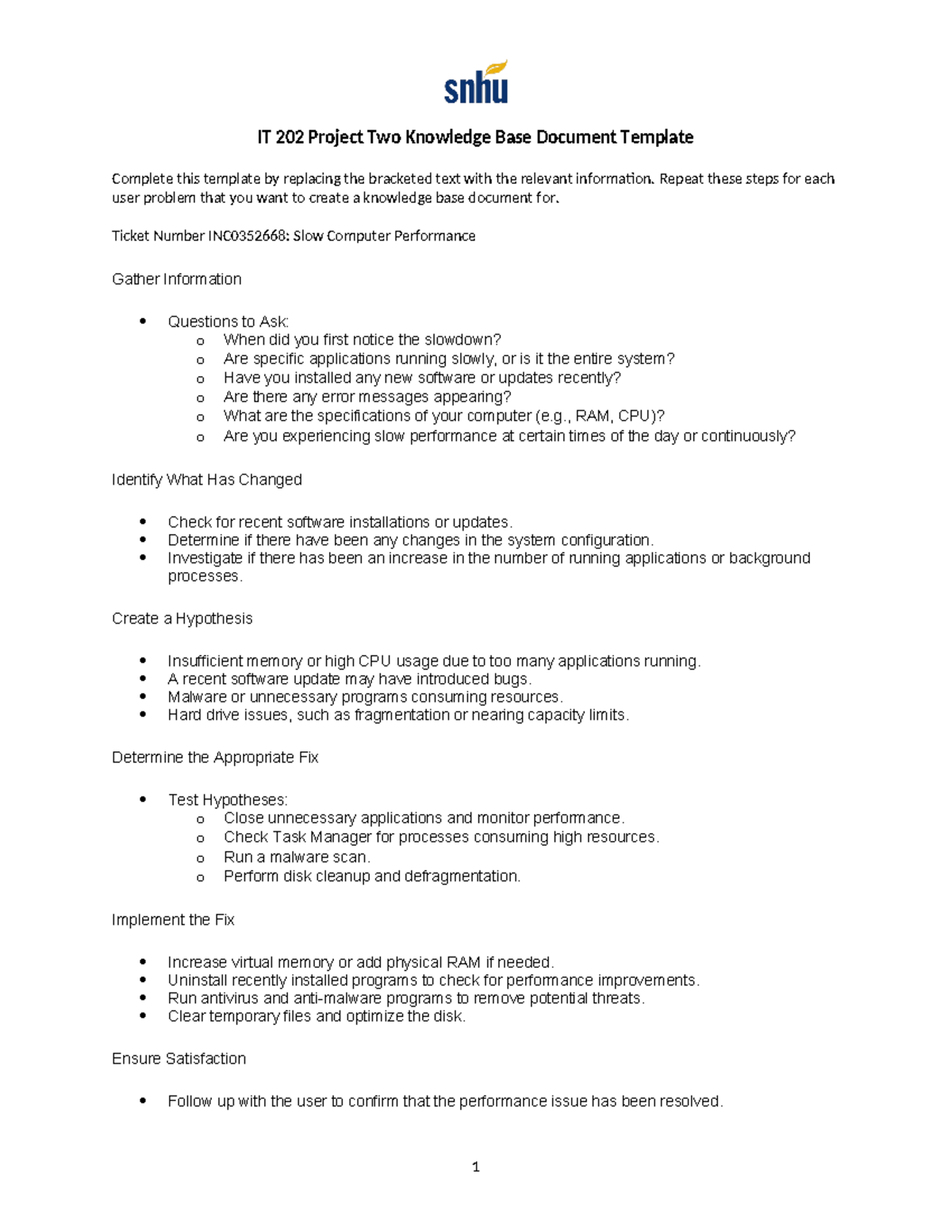 IT 202 Project Two Knowledge Base Document Template - Repeat these ...