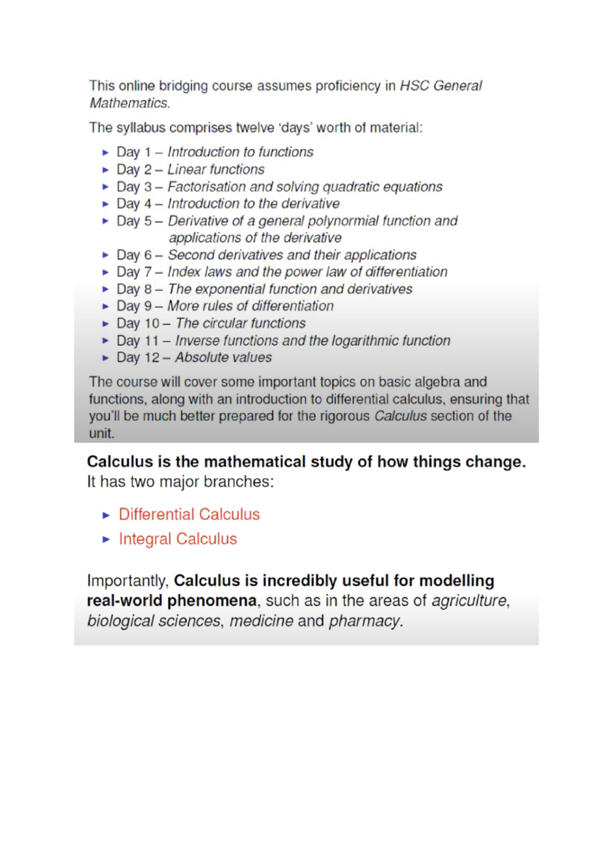 Maths 2U Bridging Course - Studocu