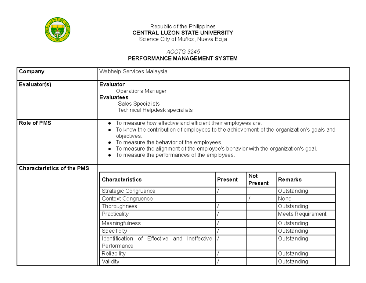 PMS-Evaluation - JULIE aNN - Republic of the Philippines CENTRAL LUZON ...