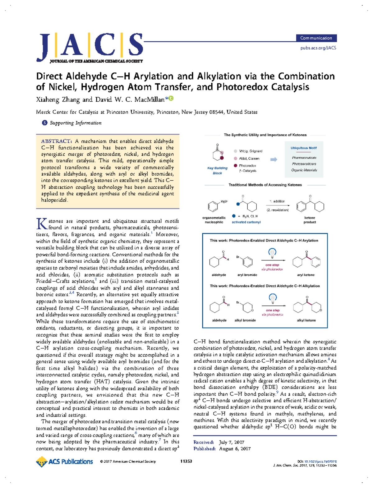 Aldehyde CH X coupling 2 - Communication Direct Aldehyde Arylation and ...