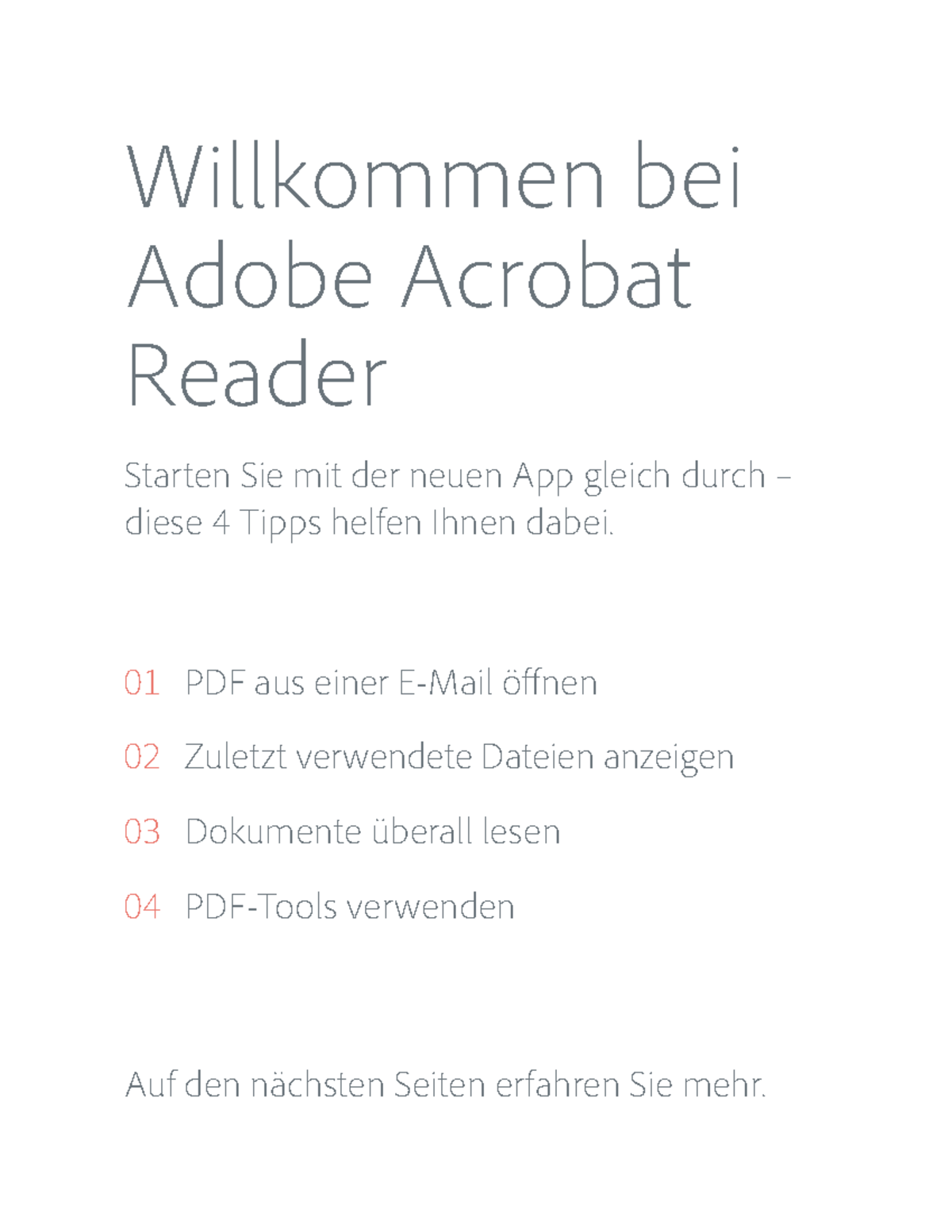 Erste Schritte - EDDDF3 - Willkommen bei Adobe Acrobat Reader Starten Sie mit der neuen App ...
