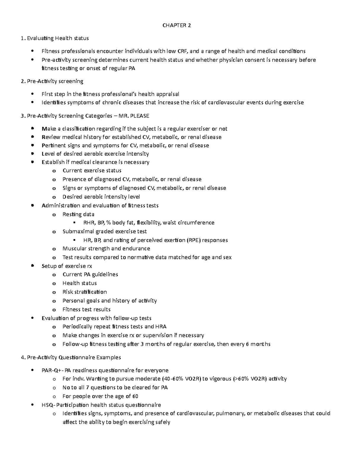 Chapter 2 kinesiology - Lecture notes 1-5 - CHAPTER 2 1. Evaluating ...