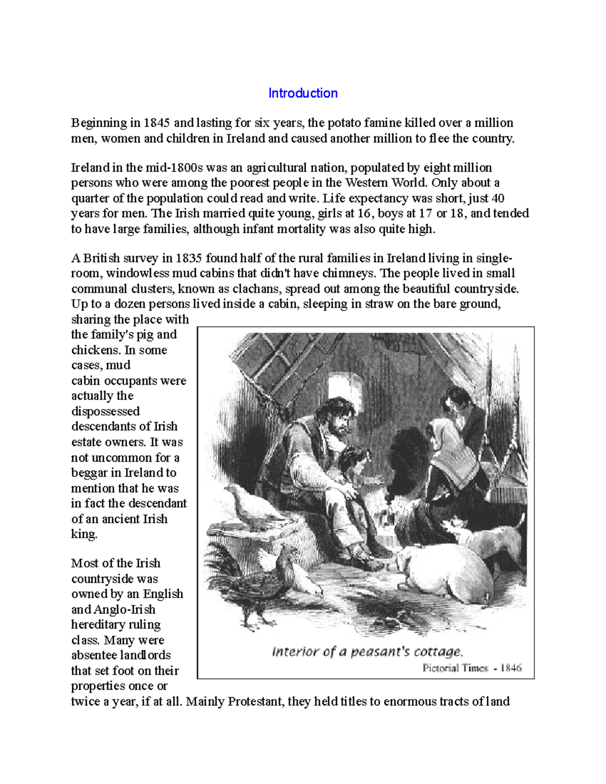 Introduction to potato - Introduction Beginning in 1845 and lasting for ...