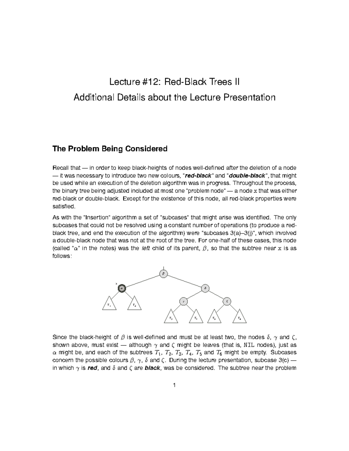 Red-Black Trees II - Lecture #12: Red-Black Trees II Additional Details ...