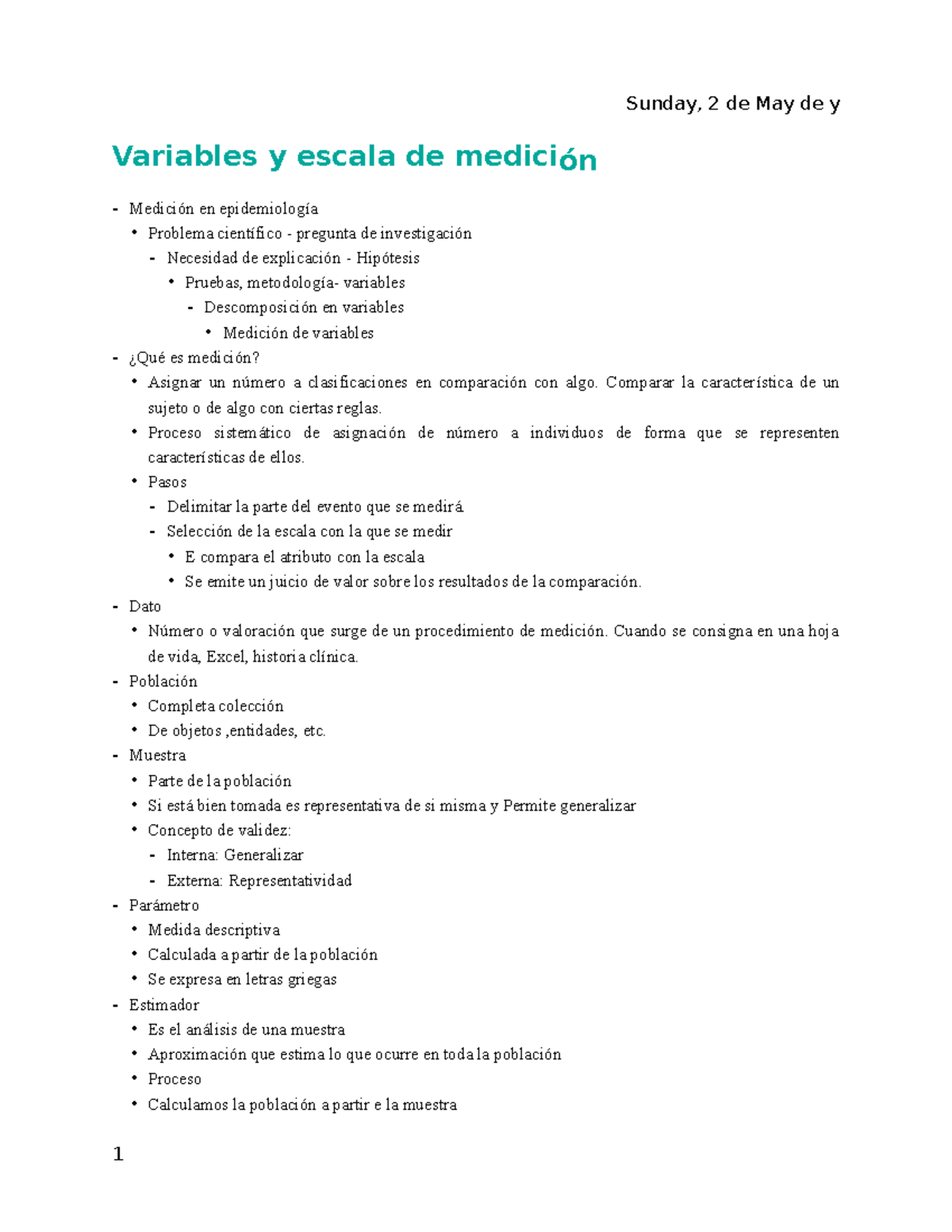 Variables y escala de medición - Variables y escala de medición ...