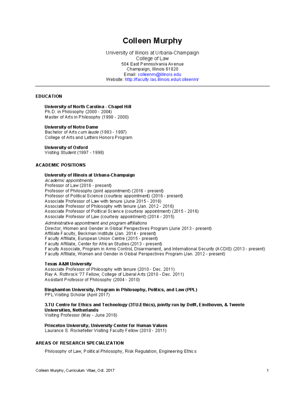 Colleenm CV - Lecture notes 1-2 - Colleen Murphy University of Illinois ...