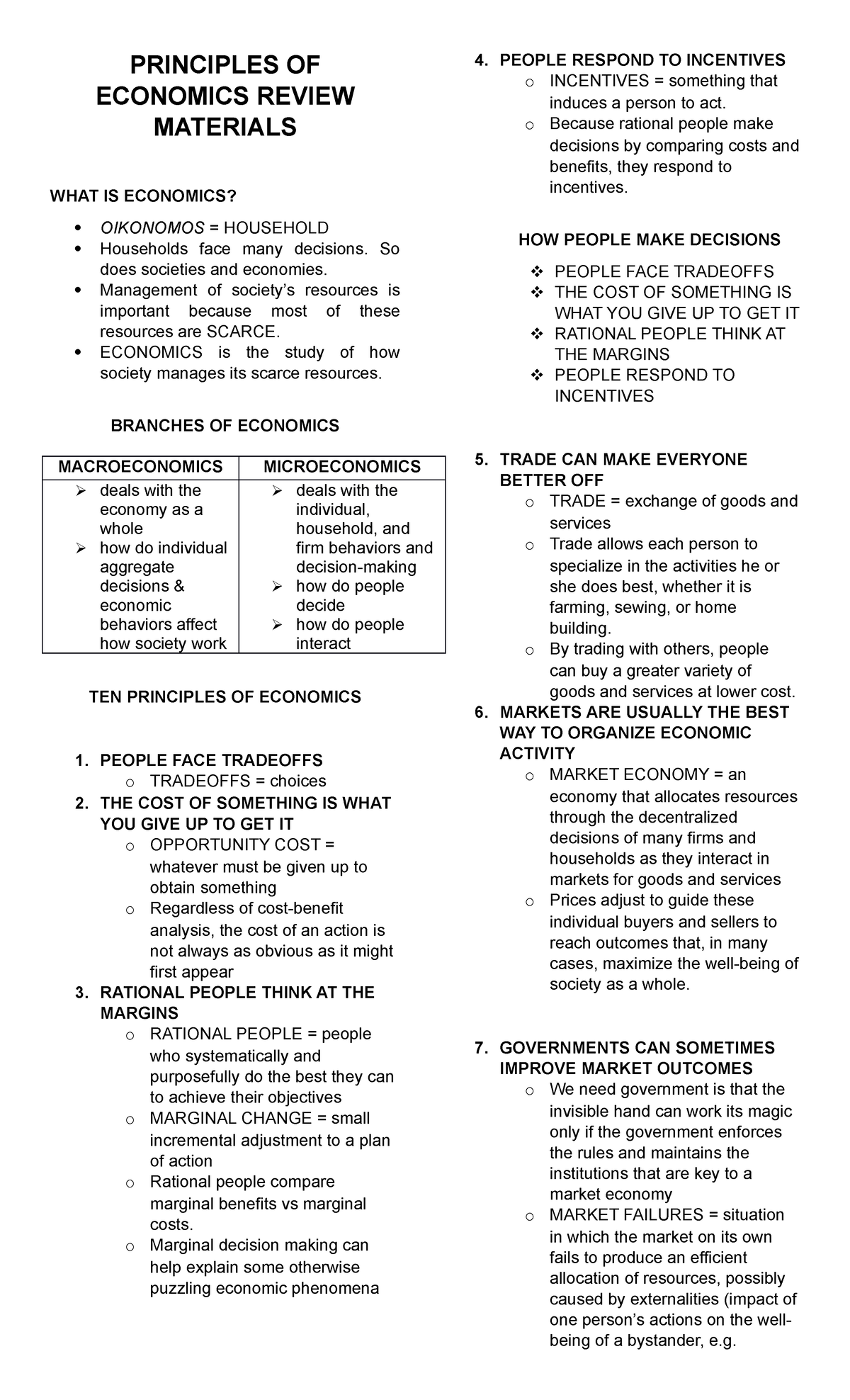 Principles OF Economics Review Materials Principles OF Economics Review ...