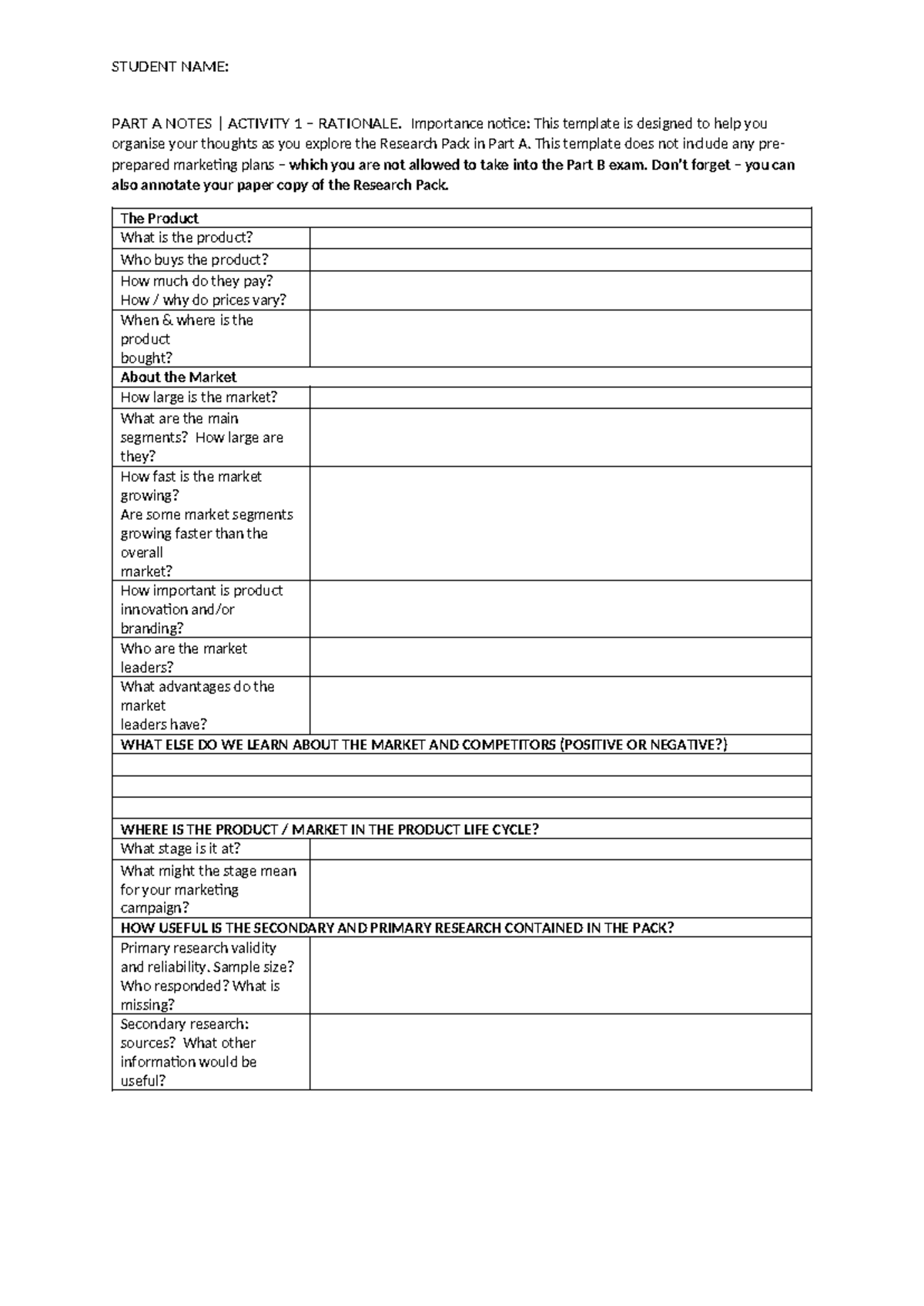 UNIT 2 PART A Notes Template (1) (1) 5 - STUDENT NAME: PART A NOTES ...