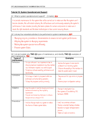 Tutorial 9 - MIS T9 - Tutorial 9: System Implementation Q1. (i) What is a system changeover? (ii ...