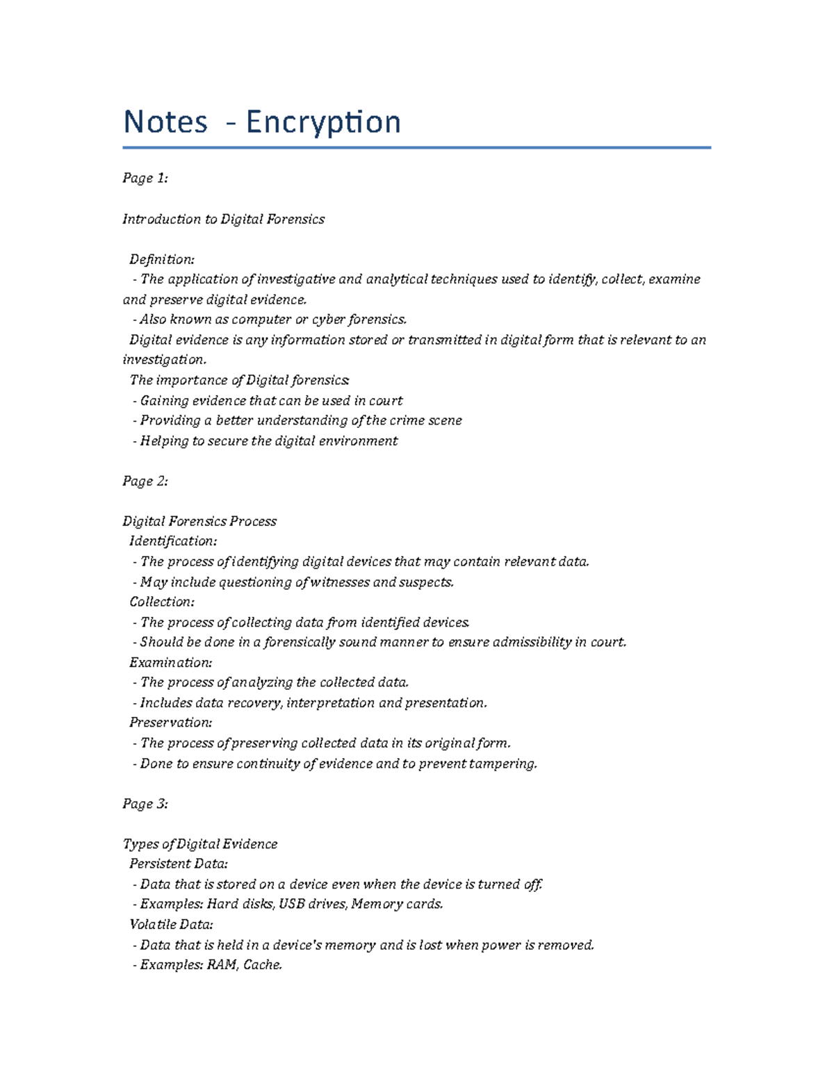 Lecture Notes Encryption Notes Encryption Page 1 Introduction To