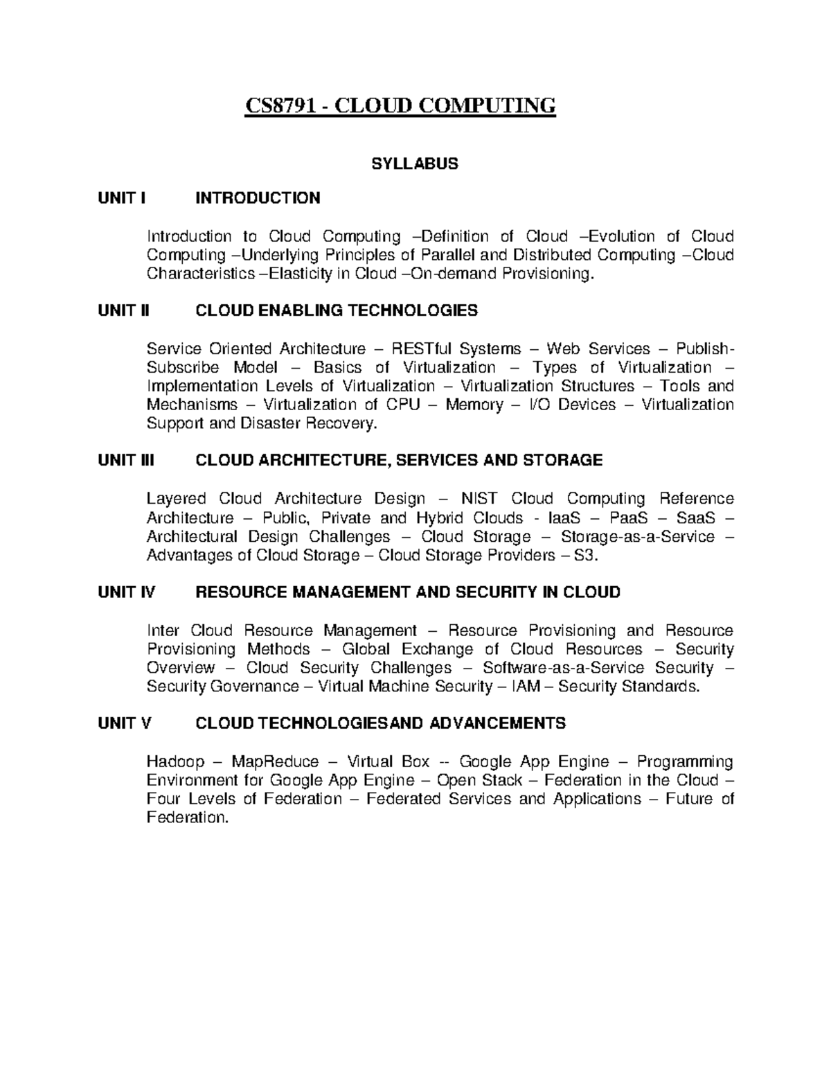 Cloud Computing Notes - CS8791 - CLOUD COMPUTING SYLLABUS UNIT I ...